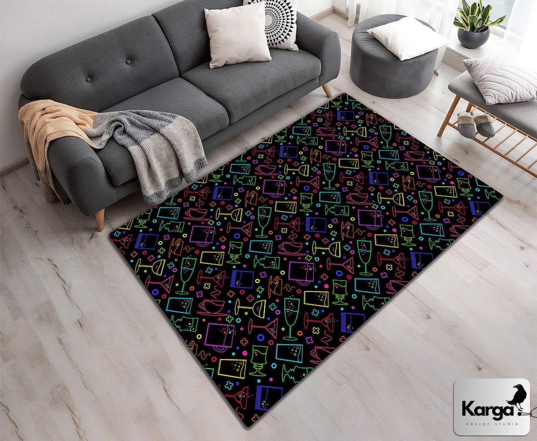 Arcade Pattern Rug, Arcade Gaming Rug, Arcade Rug, Arcade Game Room Rug ...