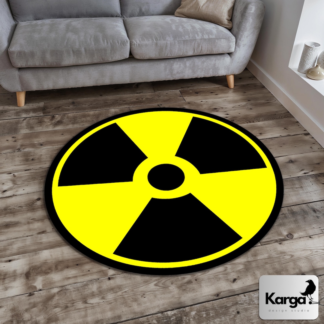 Radiation Gamer Rug, Radiation Round Rug, Warning Sign Rug, Gaming Room ...