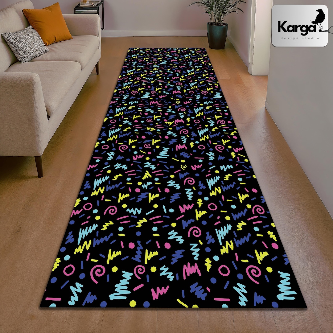 Arcade Hallway Rug, Bowling Alley Rug, Gamer Runner Rug, Retro Arcade ...