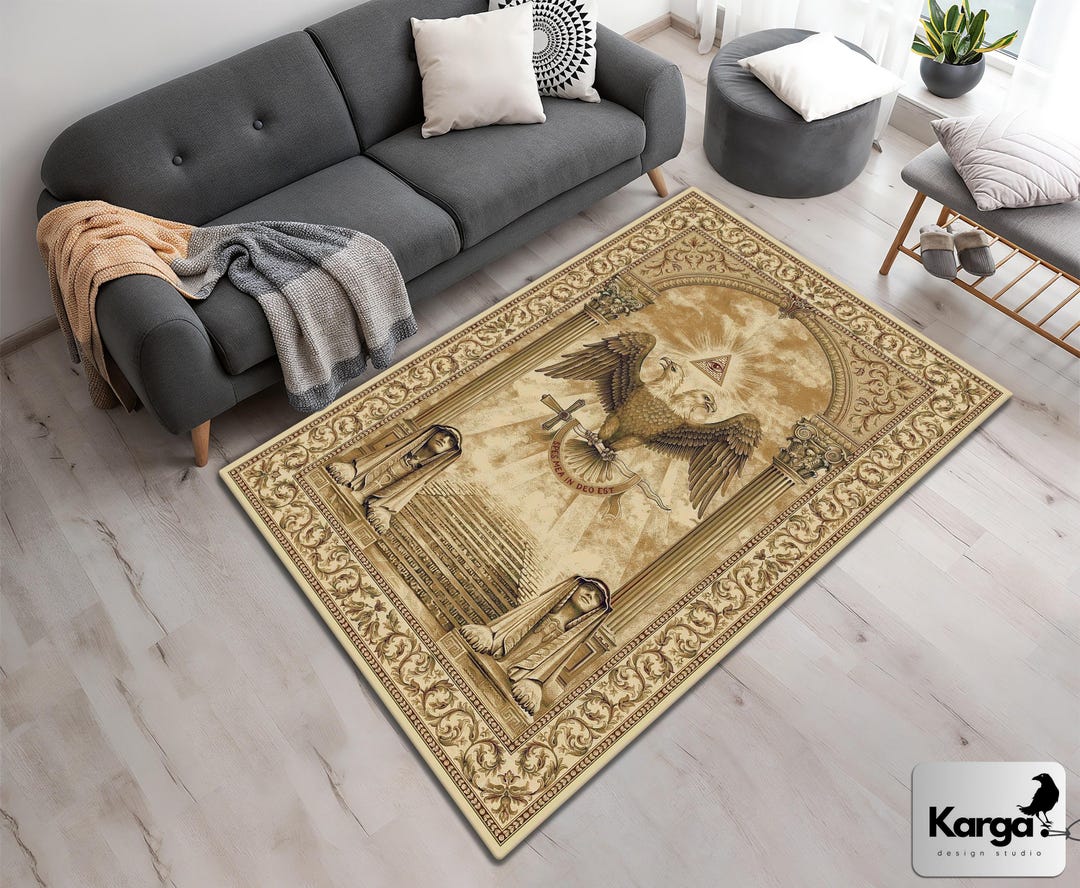 Double Headed Eagle Rug, Eagle Pagan Rug, Empire Symbol Rug, American ...