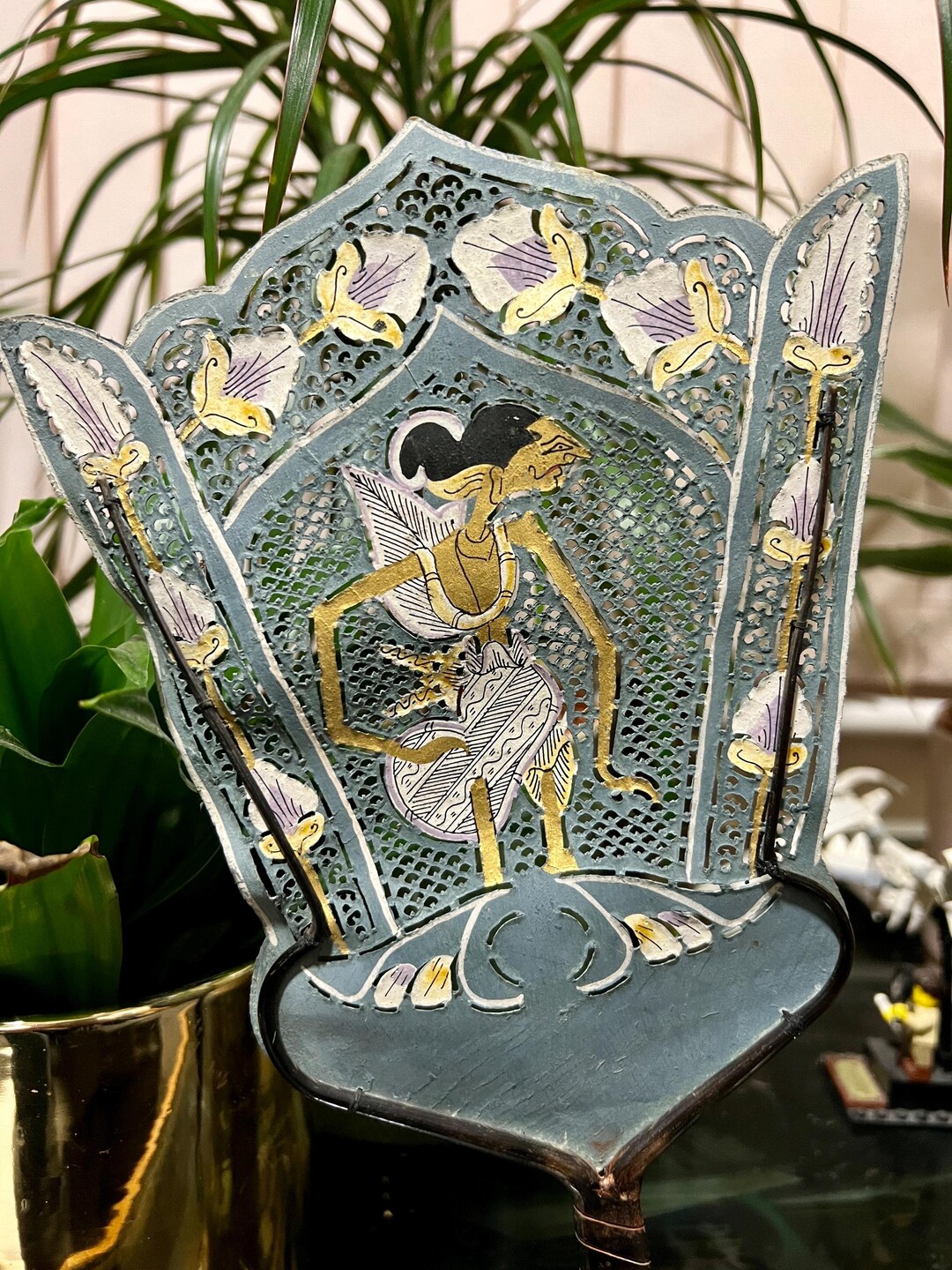 Javanese Wayang Kulit Fan | Indonesian Shadow Puppet Art| Bone Handle ...