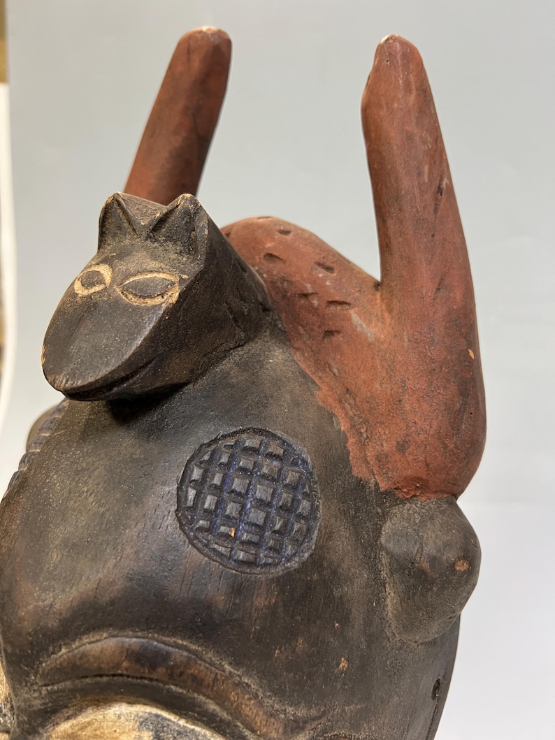 Punu Tribal Mask | With Animal Crest | Handcrafted Original Vintage ...