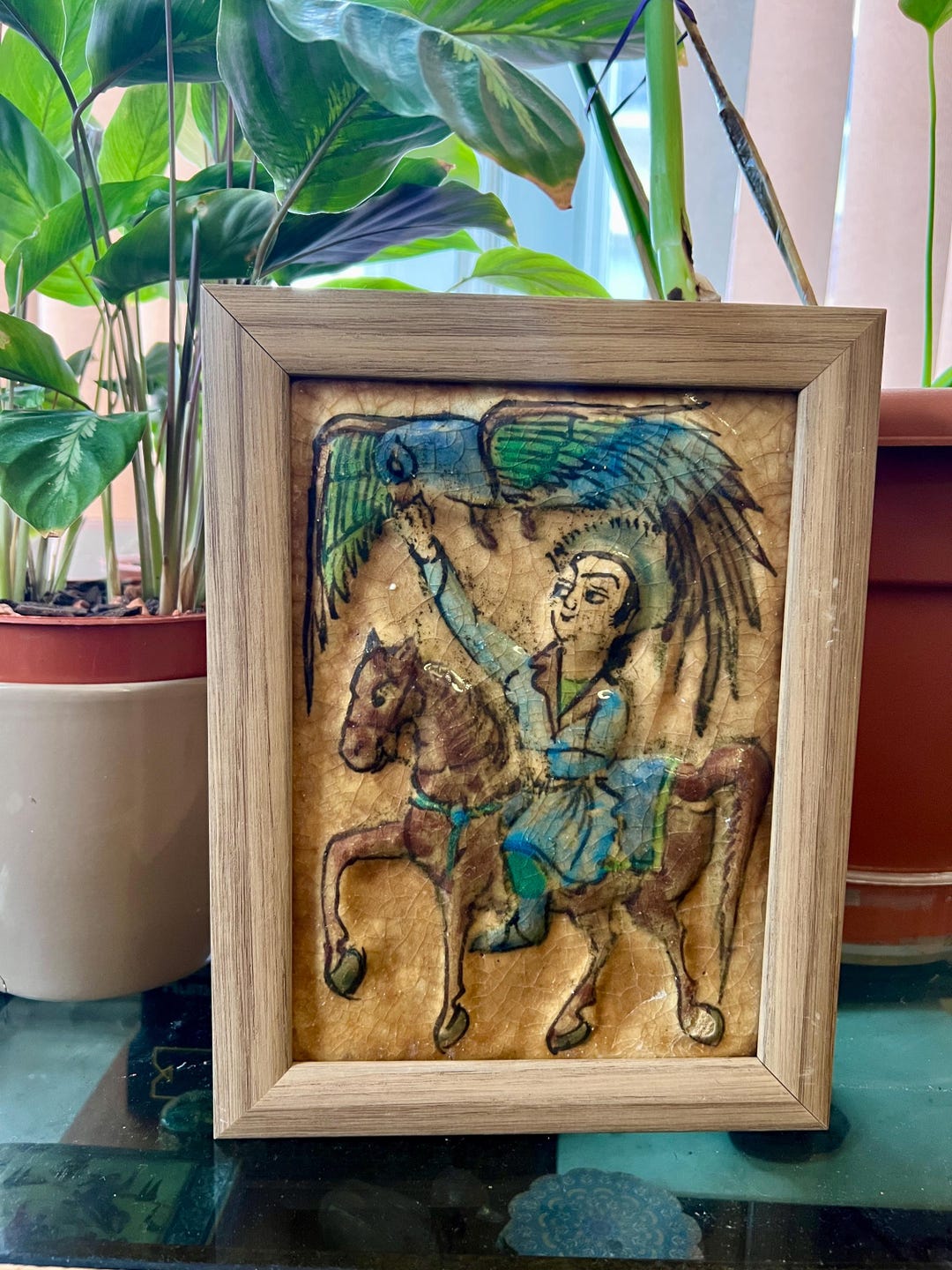 Persian Phoenix and Rider Tile | Qajar Period Art | Glazed Ceramic ...