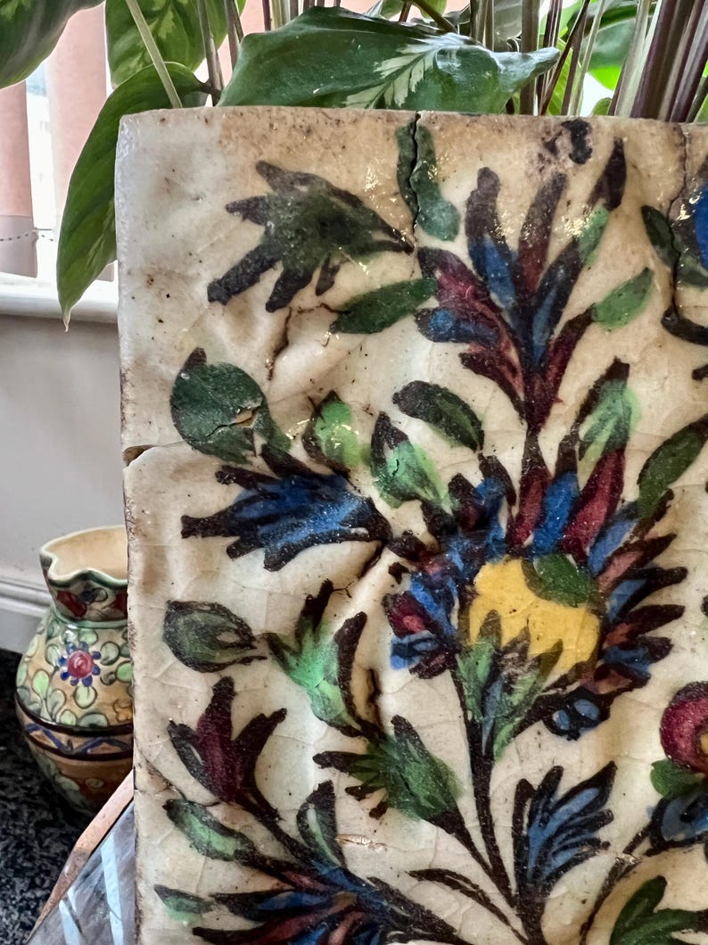 Persian Floral Scrolls Tile | Qajar Period Art | Glazed Ceramic History ...
