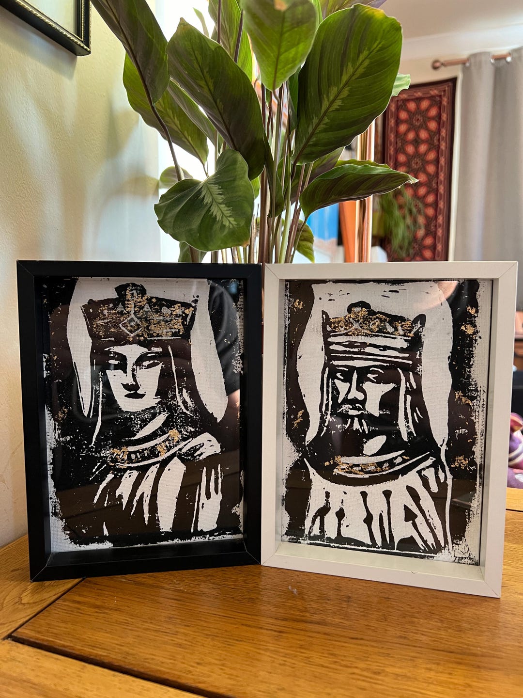 Handcrafted Lino Cut Print of King Offa and Queen Cynethrith of Mercia ...