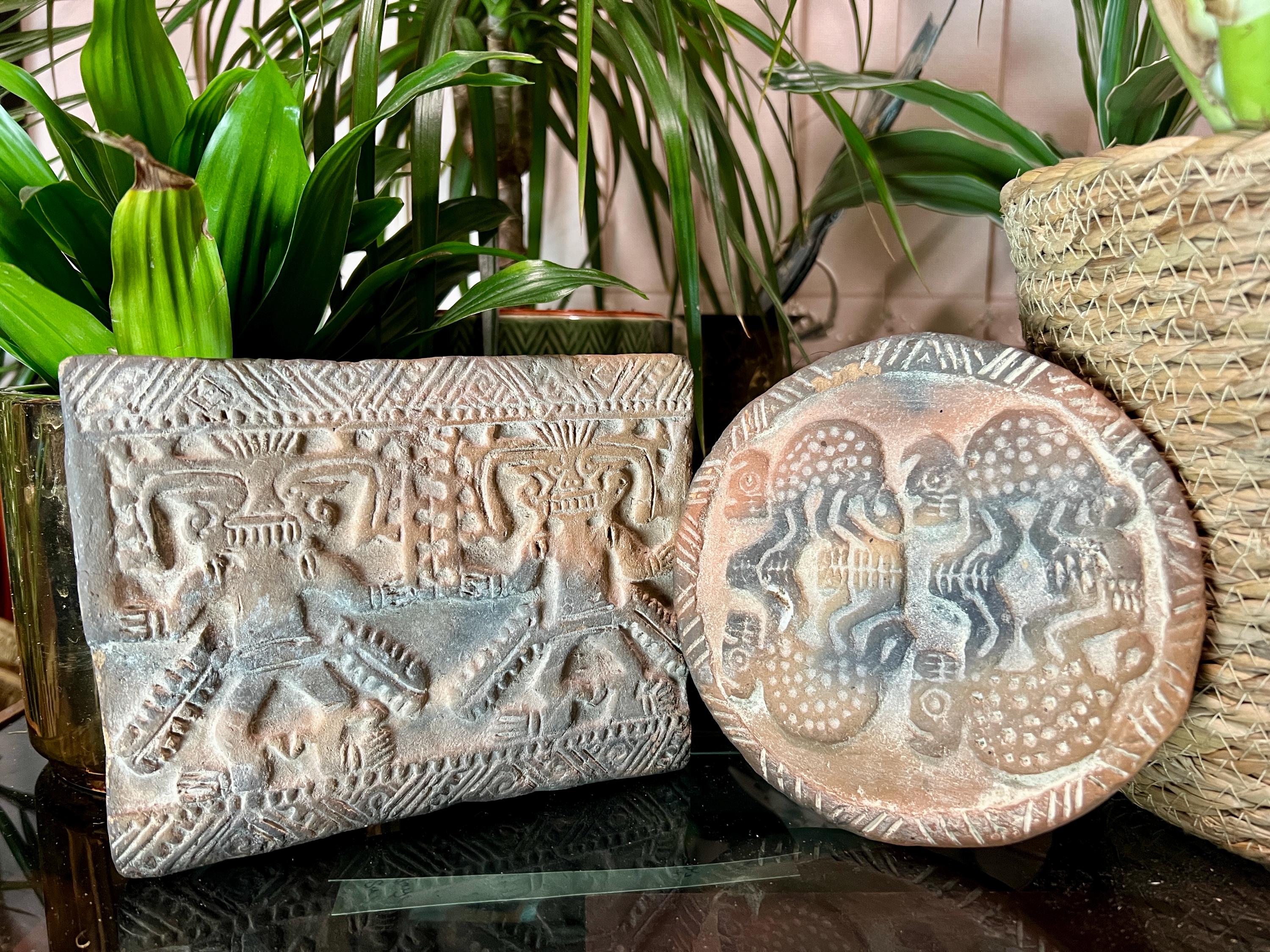 Aztec Nahua Terracotta Printing Blocks | Mesoamerican Art | Traditional ...