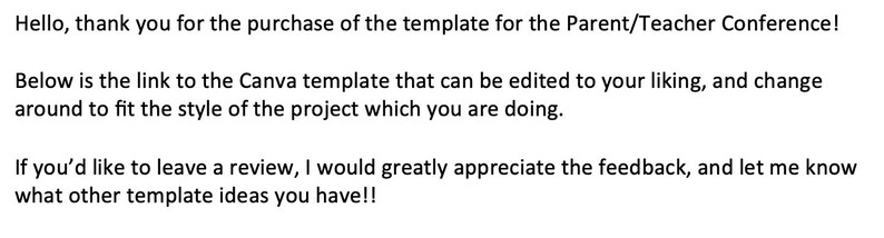 Editable Parent Teacher Conference Template for Elementary School - Etsy