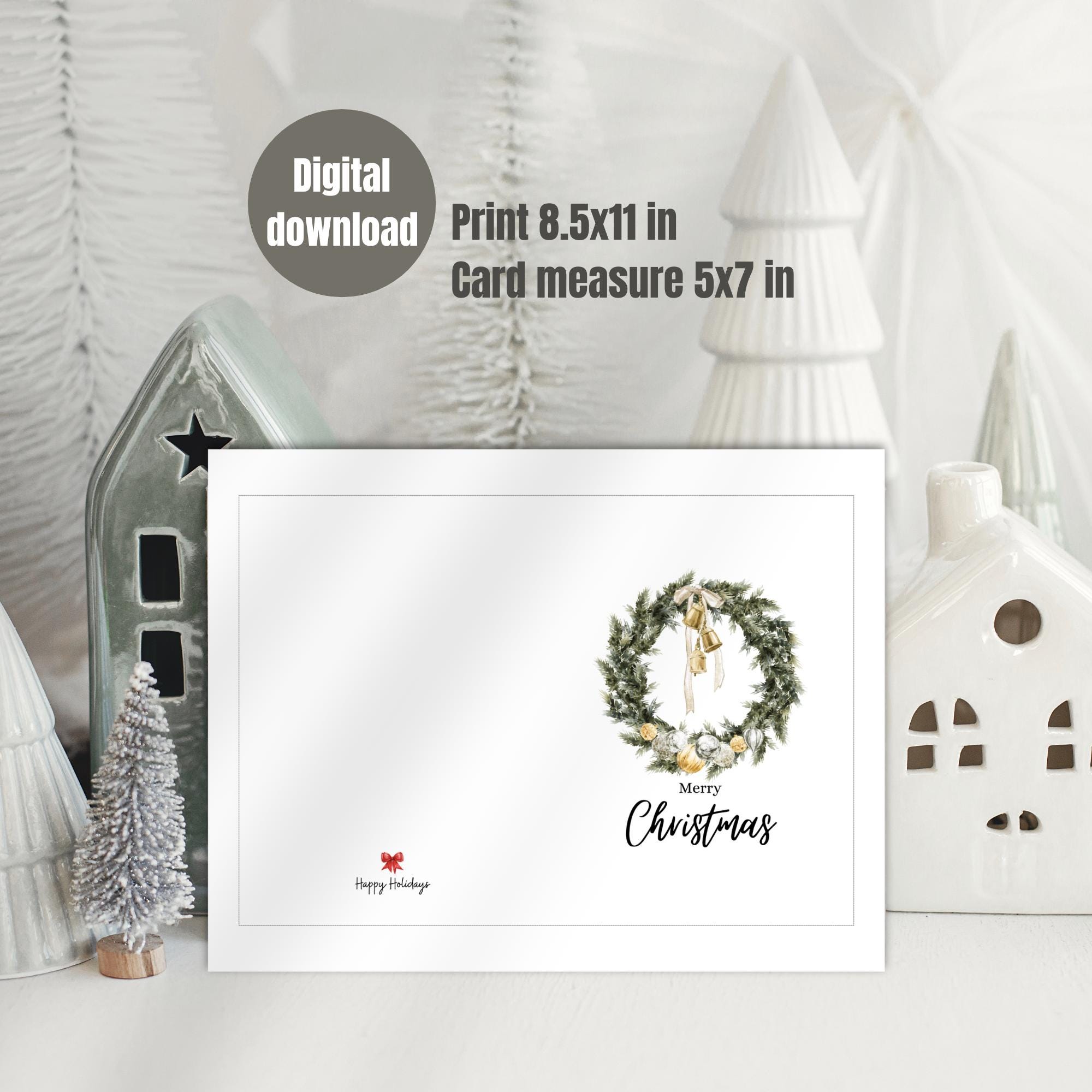 Christmas Wreath, Vintage Christmas, Digital Print, Instant Download ...