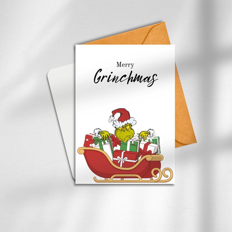 Digital Christmas Cards, Grinch, Merry Grinchmas, Printable, PDF - Etsy