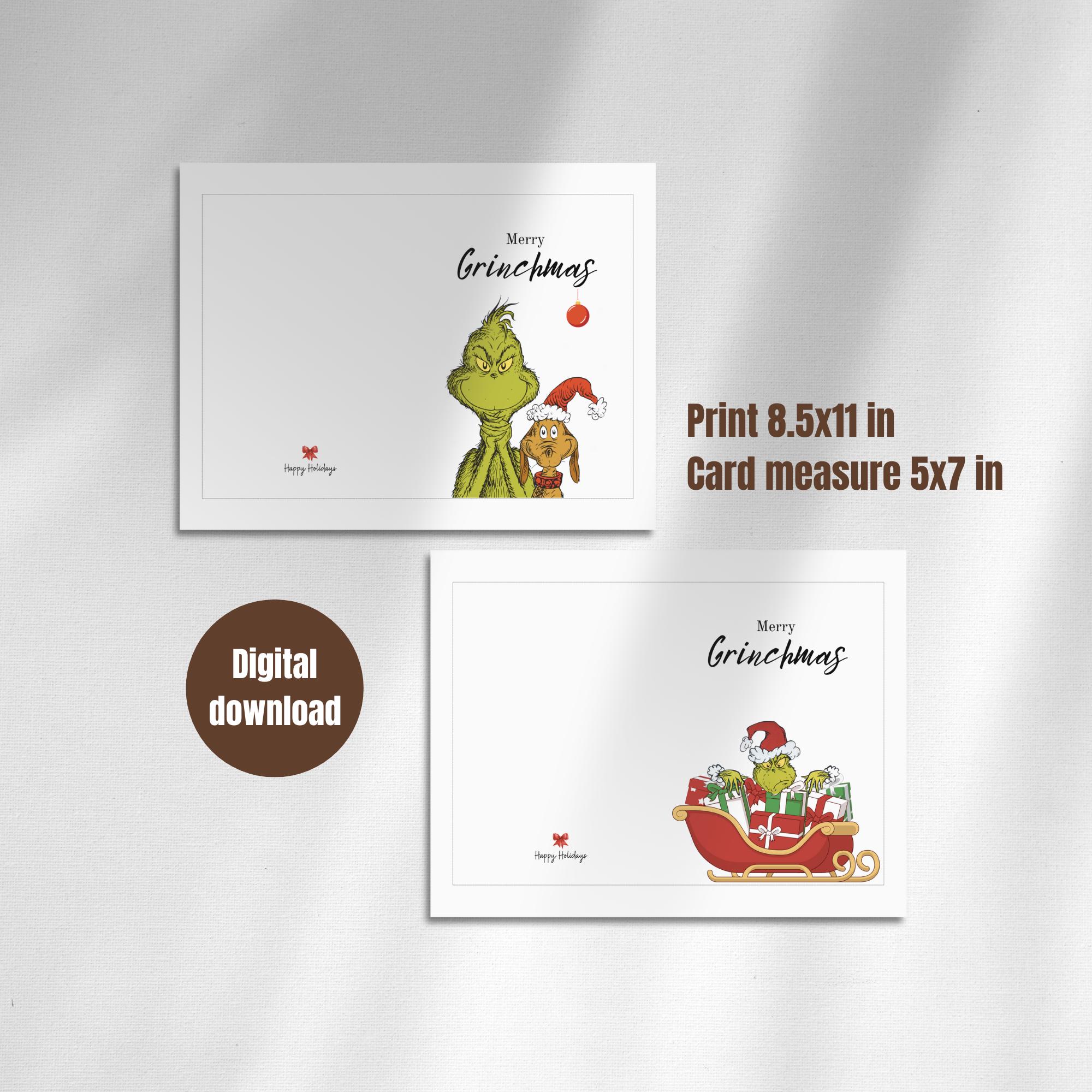 Digital Christmas Cards, Grinch, Merry Grinchmas, Printable, PDF - Etsy