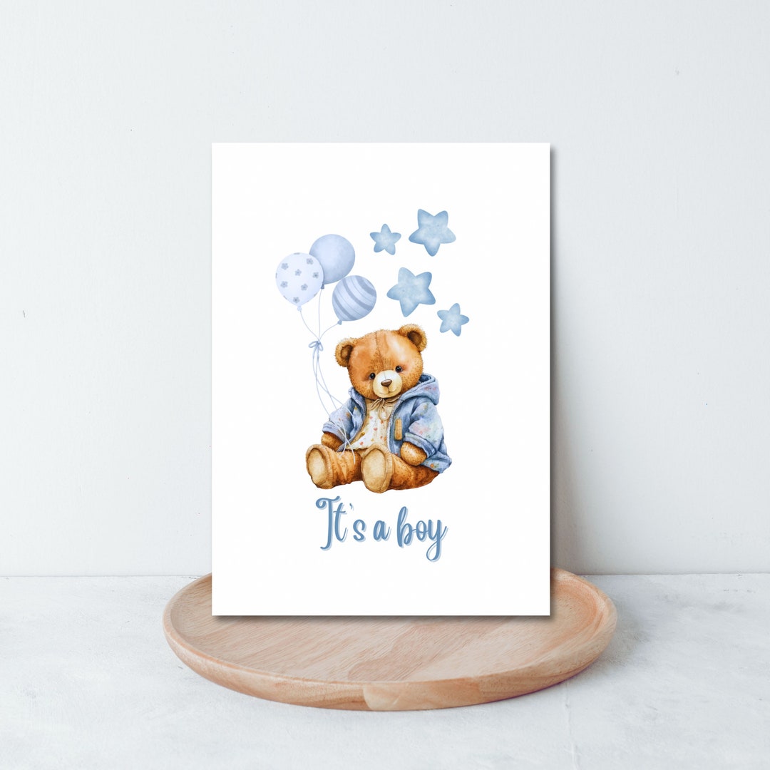 Printable Baby Shower Card, Baby Boy, Digital Download, PDF, PNG - Etsy