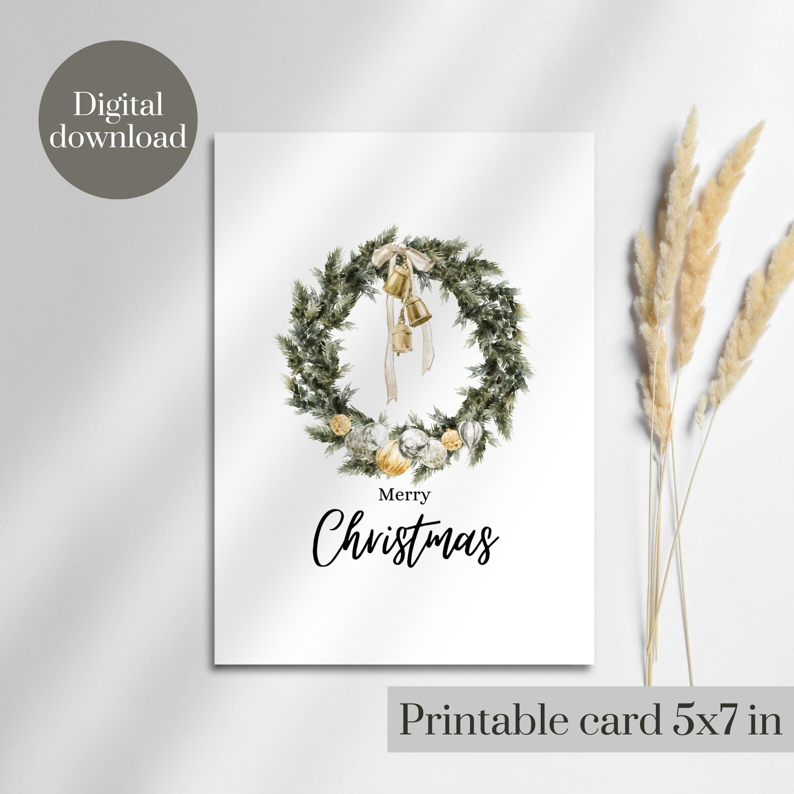Christmas Wreath, Vintage Christmas, Digital Print, Instant Download ...