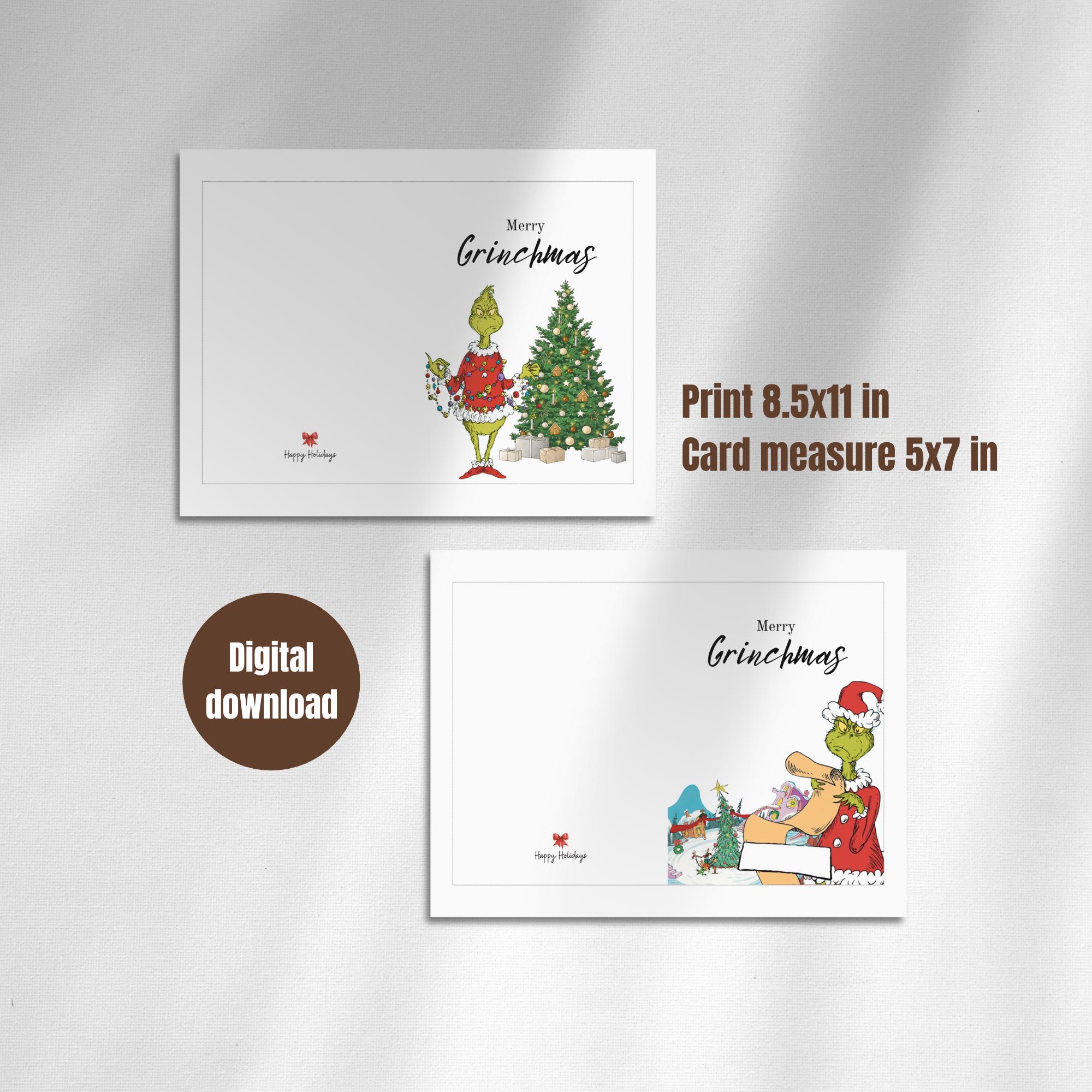 Digital Christmas Cards, Grinch, Merry Grinchmas, Printable, PDF - Etsy