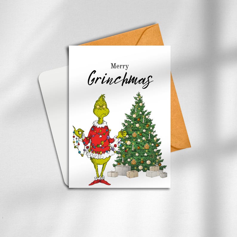 Digital Christmas Cards, Grinch, Merry Grinchmas, Printable, PDF - Etsy