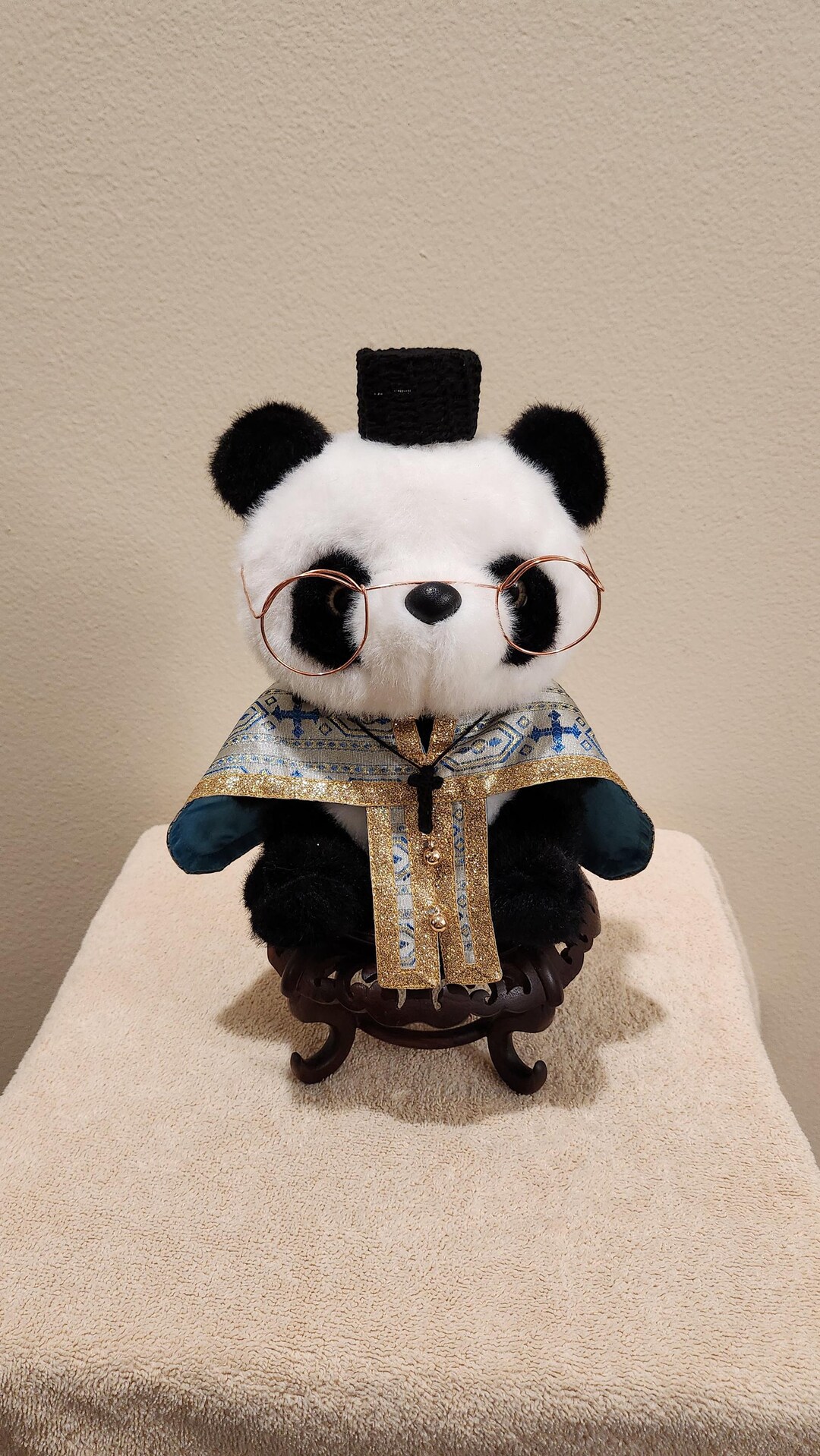 HANDMADE Orthodox Stuffed Animal Panda 康康 Priest W/miniature Eyeglasses ...