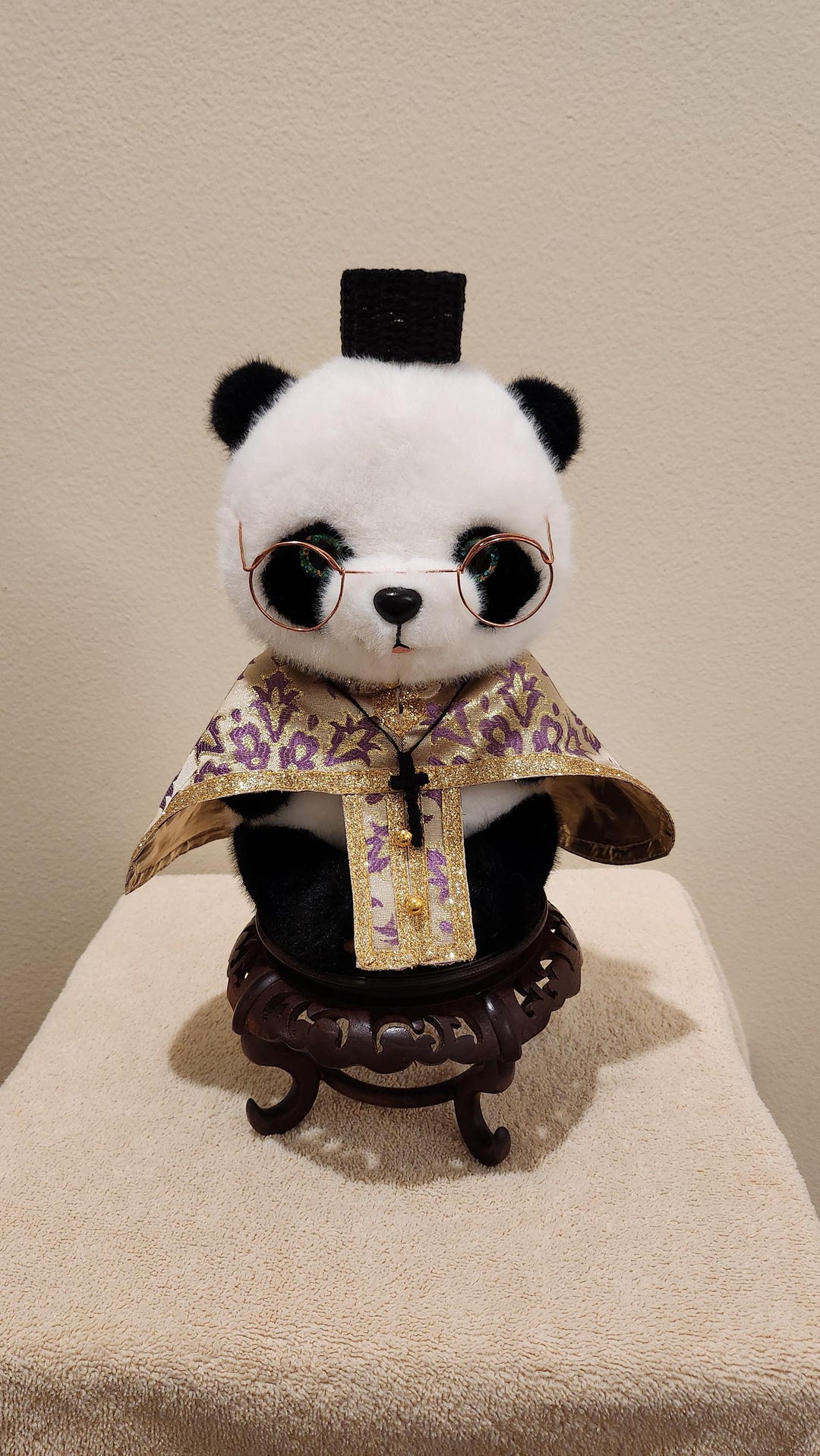 HANDMADE Orthodox Stuffed Animal Panda 团团 Priest W/miniature Eyeglasses ...