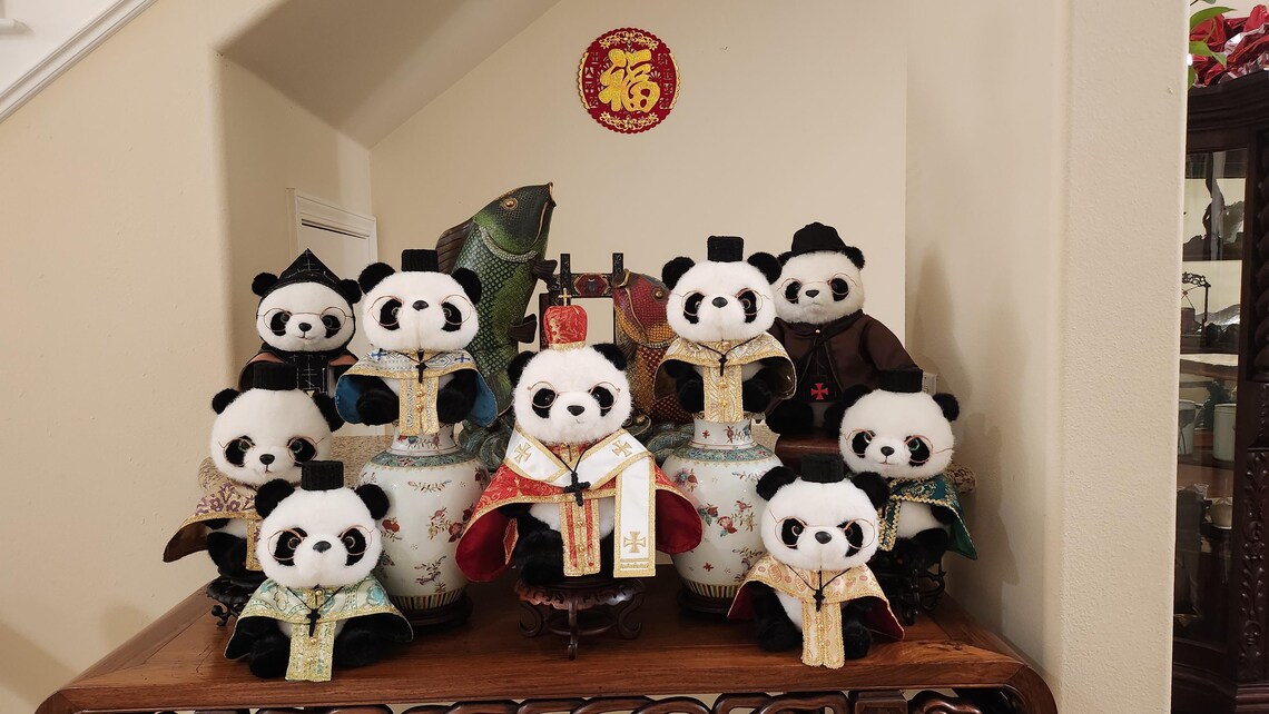 HANDMADE Orthodox Stuffed Animal Panda 飞飞 Great Schema Monk W/miniature ...