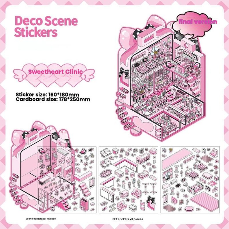 3D Deco Scene Stickers Set | Ghost Hotel Sweetheart Clinic Ancient ...