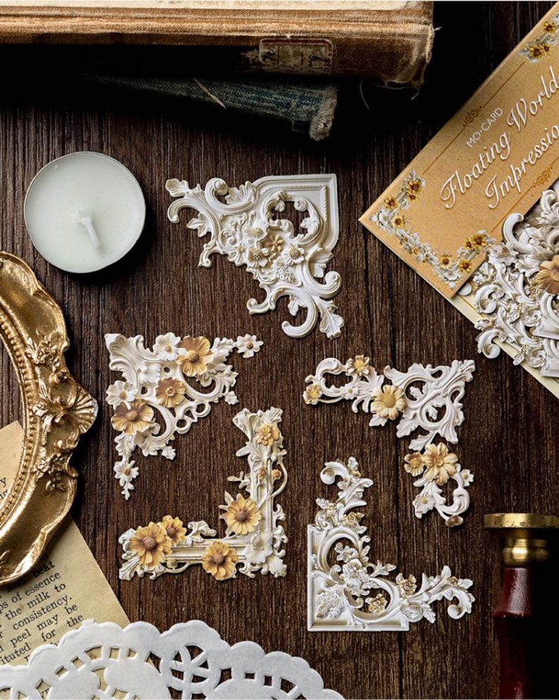 20 Pcs Vintage Corner Frame Stickers for Journaling | Baroque Ornate ...