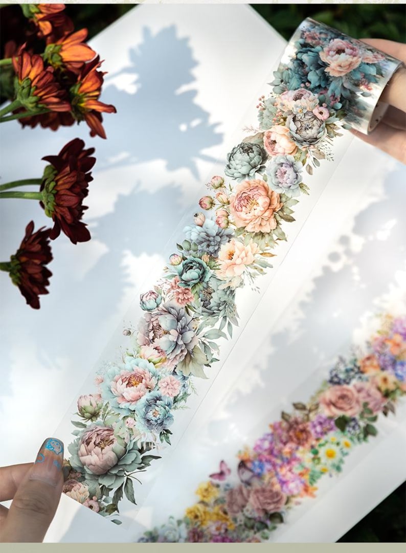 Flower Laser Tape | Sparkly PET Border Sticker Roll for Journals ...