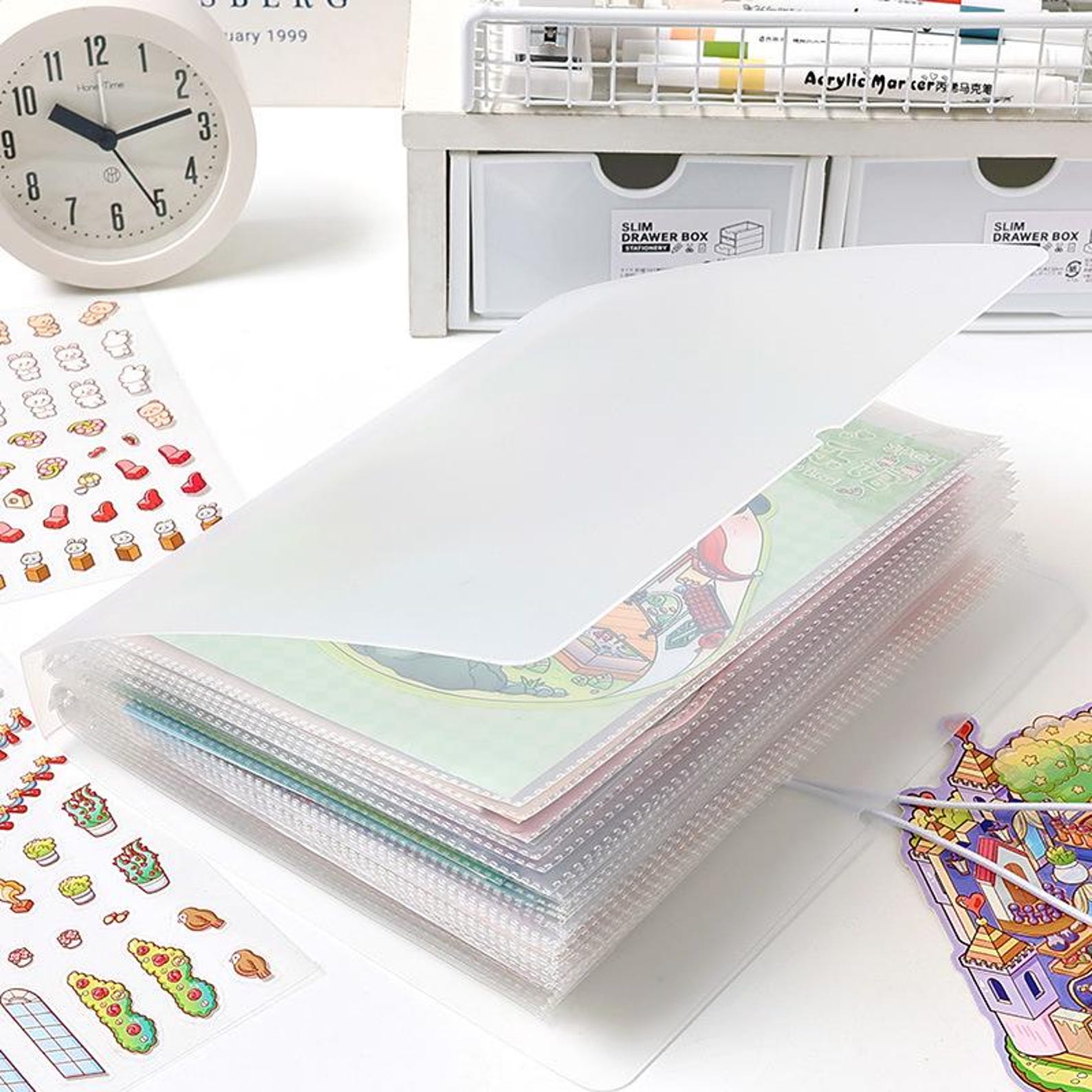 A5 Large Sticker Storage Book | 26 Pages Reusable Clear Pocket ...