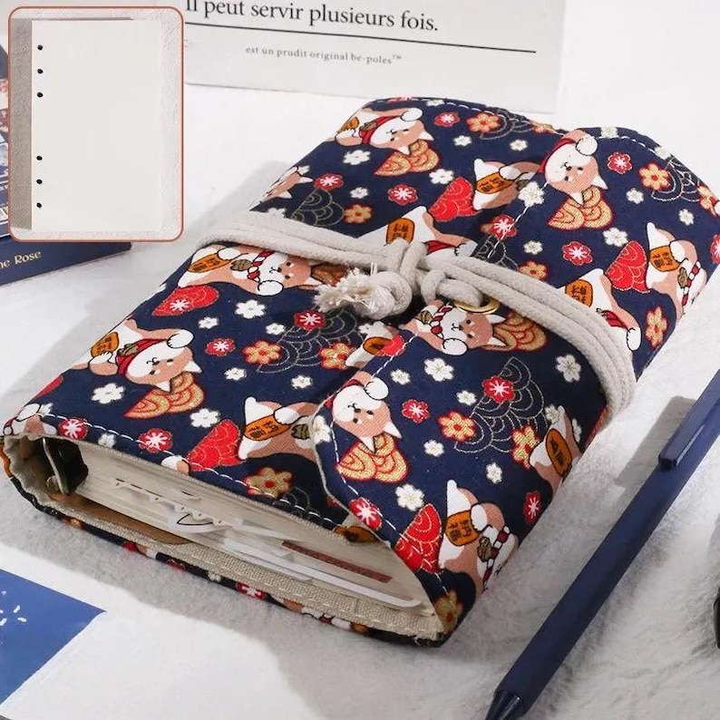 90 Pages Kawaii Japanese A6 Cloth Diary | Loose Leaf Notebook With ...