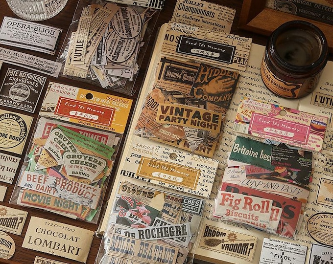 100 Pcs Vintage Ephemera Newspaper Stickers | Victorian Collage Kit for ...