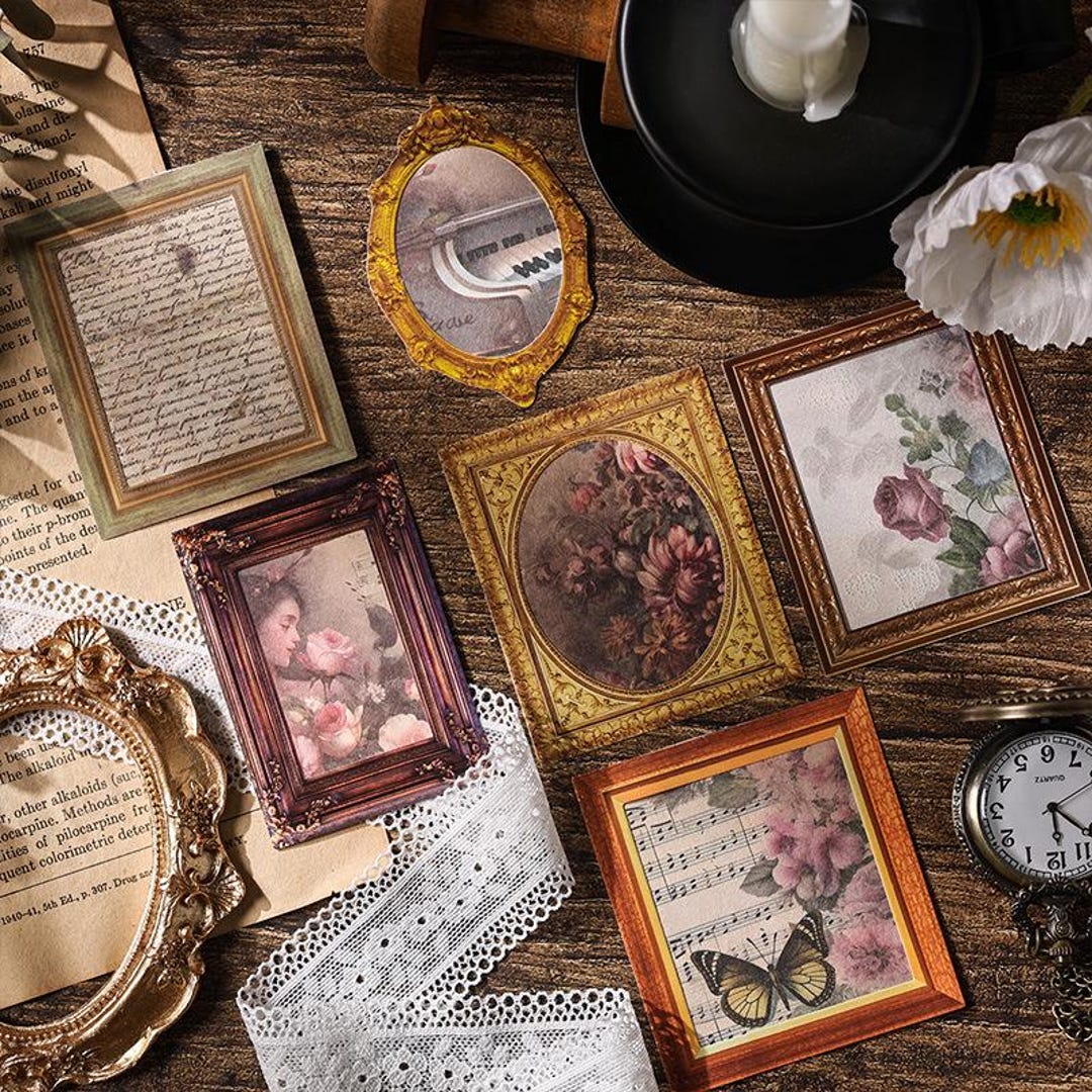 30 Pcs Vintage Frame Sticker Set – Shadows, Memories, Cherish ...