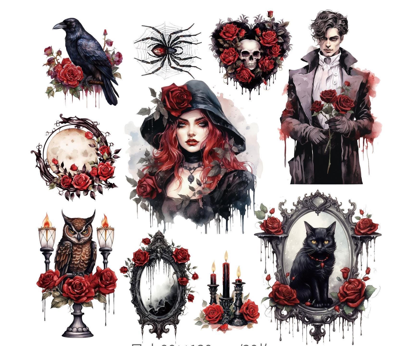20 Pcs Dark Gothic Witch Stickers Pack | Sea Witch & Forbidden Goddess ...