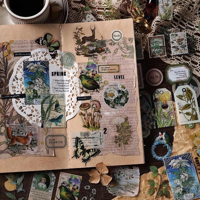 150 Pcs Vintage Aesthetic Stickers Pack | Retro Ephemera Collection for ...