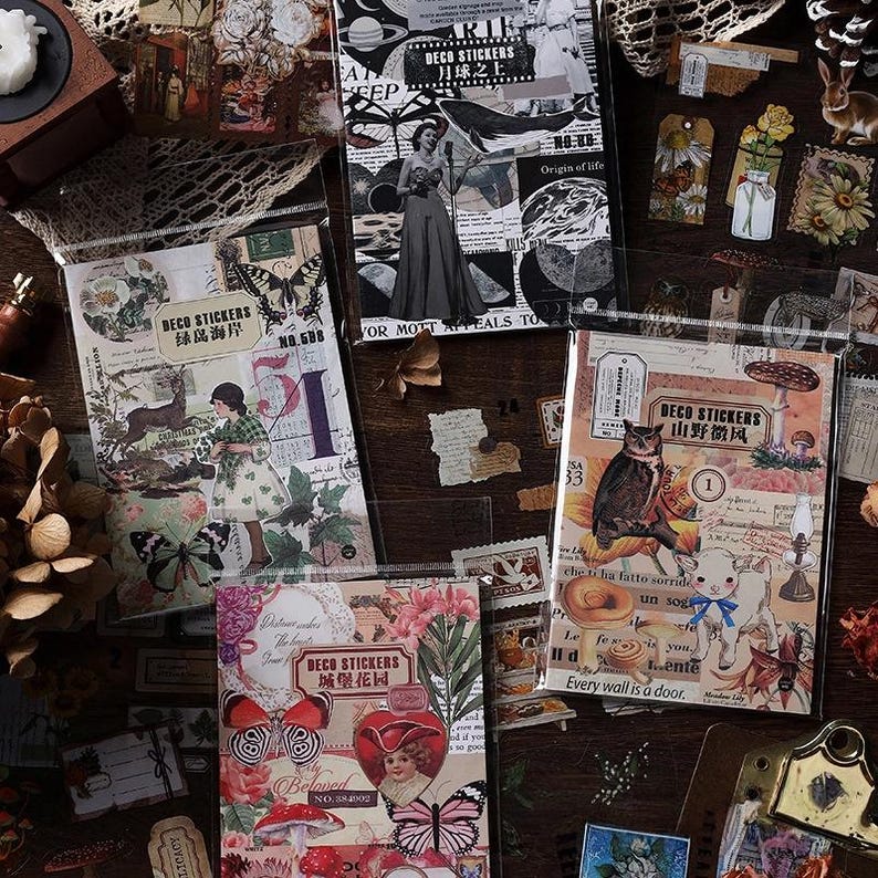 150 Pcs Vintage Aesthetic Stickers Pack | Retro Ephemera Collection for ...