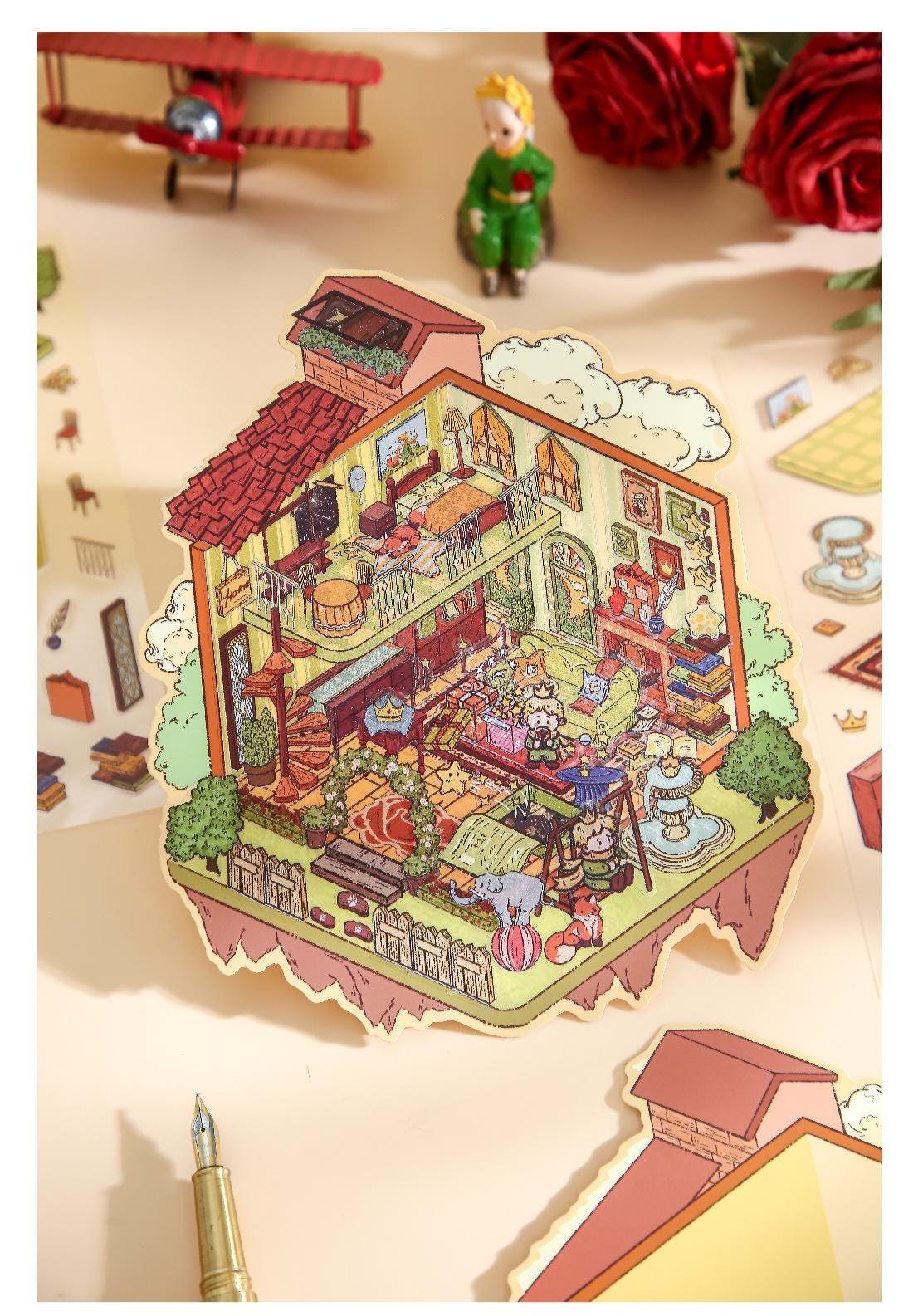 DIY 3D Miniature Room Sticker Kit | Steampunk, Magic Bookstore, Galaxy ...