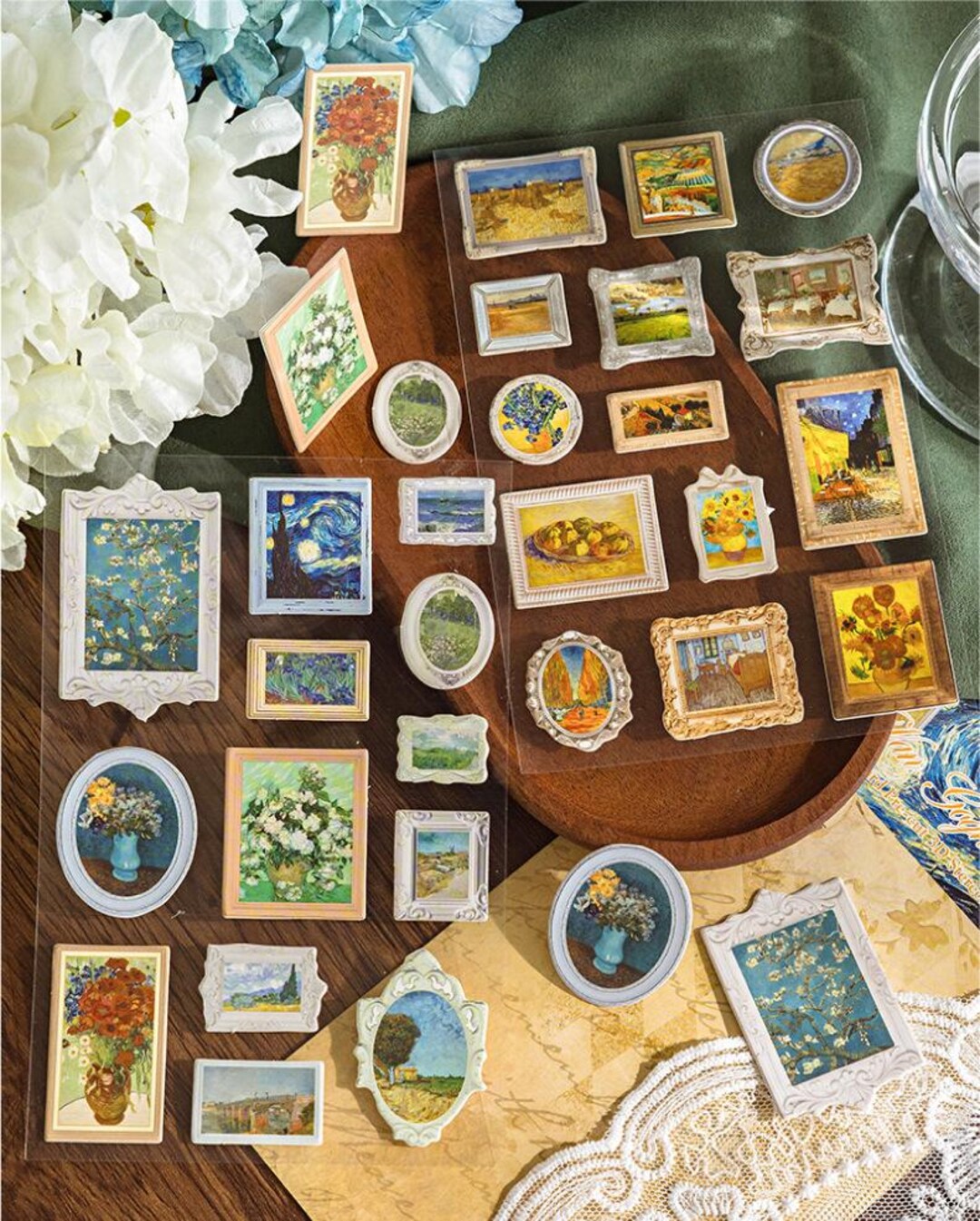 25 Pcs Famous Painting Museum PET Stickers | Van Gogh, Retro Women ...