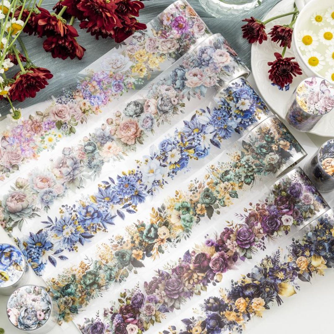 Flower Laser Tape | Sparkly PET Border Sticker Roll for Journals ...