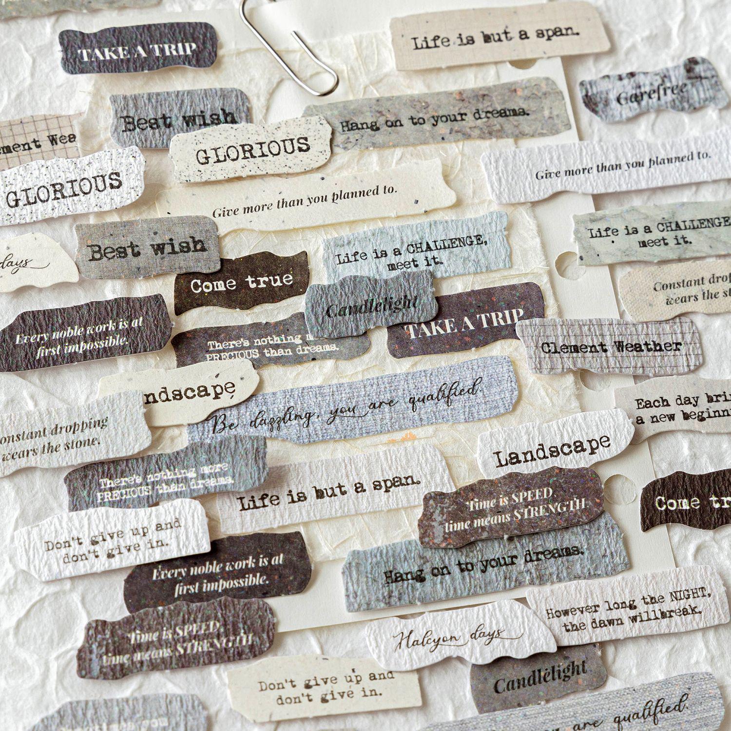 50pcs Vintage Quote Stickers – Black, Pink, Green & Blue | Scrapbook ...