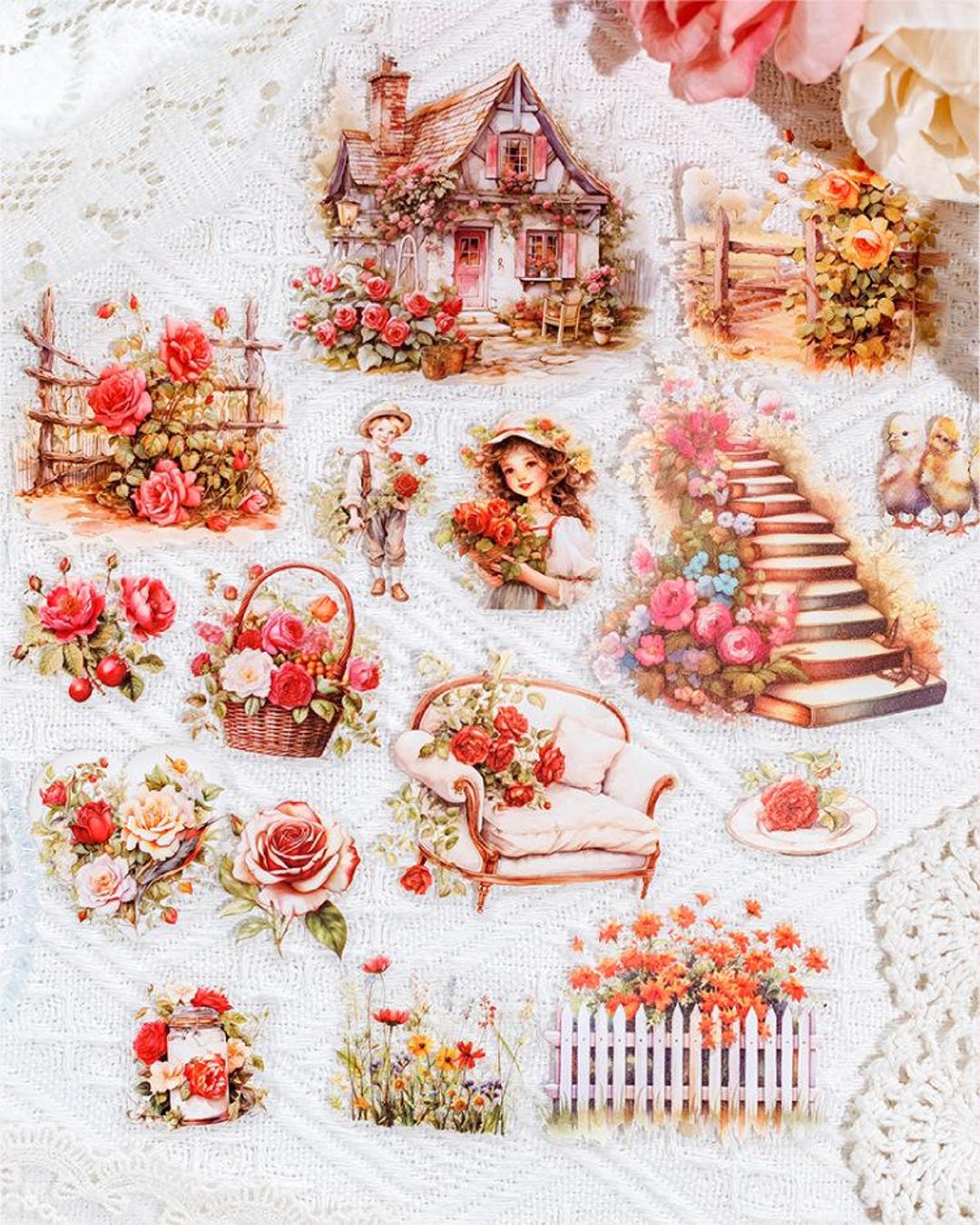 30 Pcs Vintage Garden Ranch Stickers | Cottagecore Aesthetic Scrapbook ...