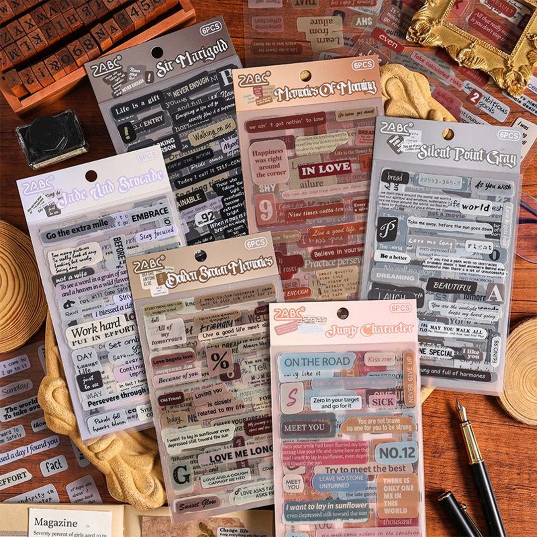 120 Pcs Minimalist Quote Word Stickers Pack | Neutral Label Stickers ...