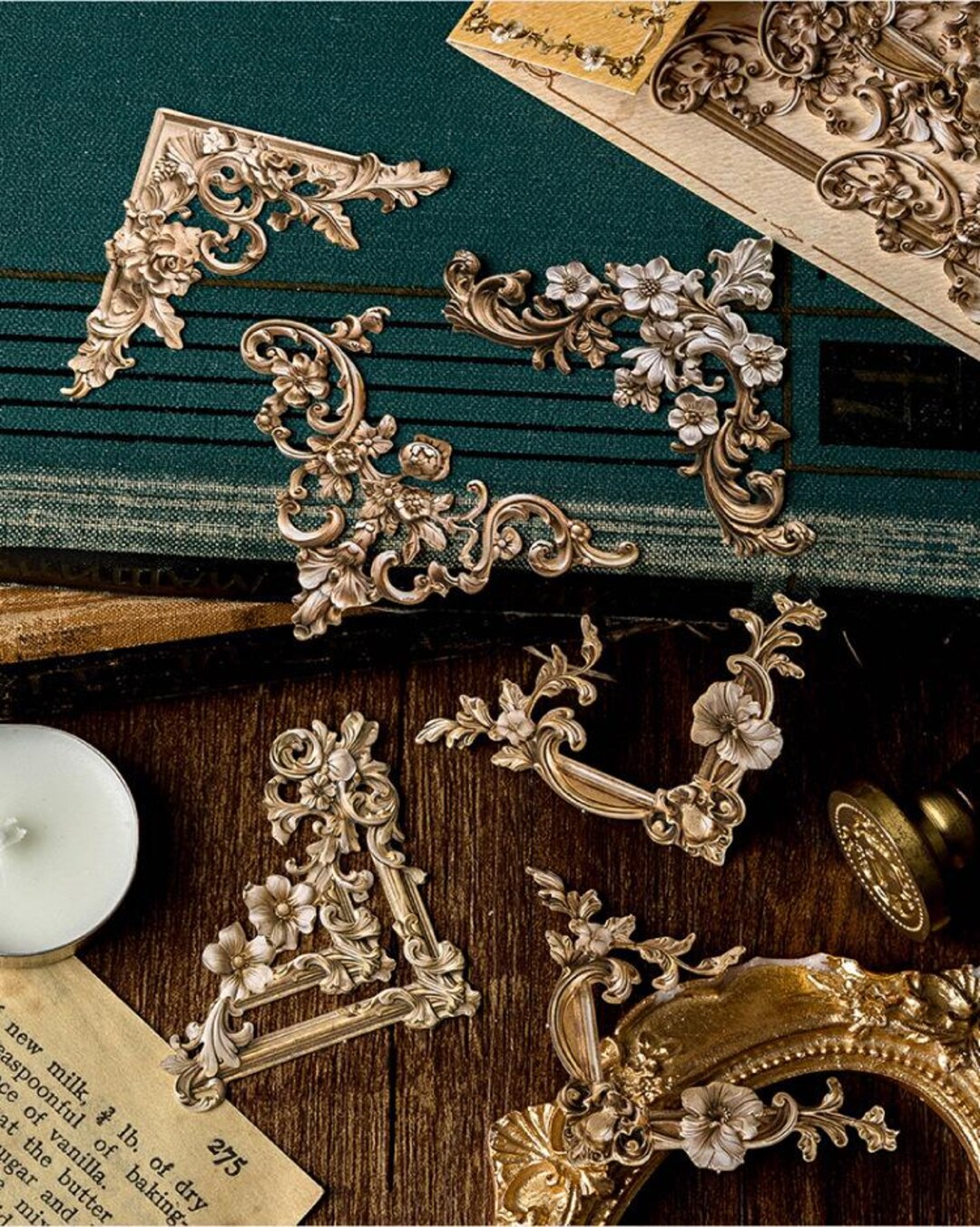 20 Pcs Vintage Corner Frame Stickers for Journaling | Baroque Ornate ...