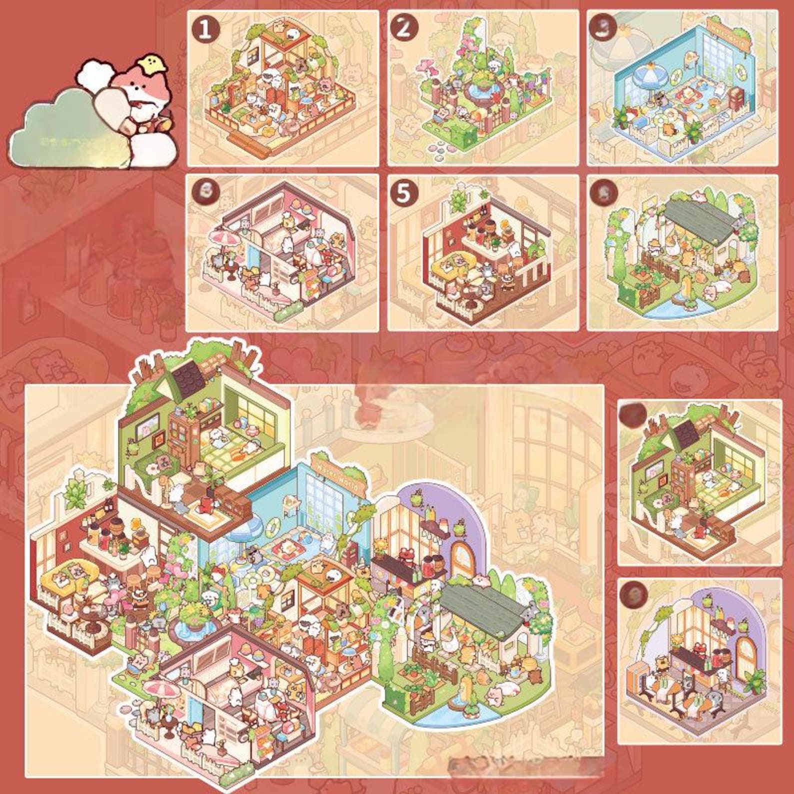 Mini 3D Room Scene Sticker Book | Cute Animal House DIY, Isometric ...