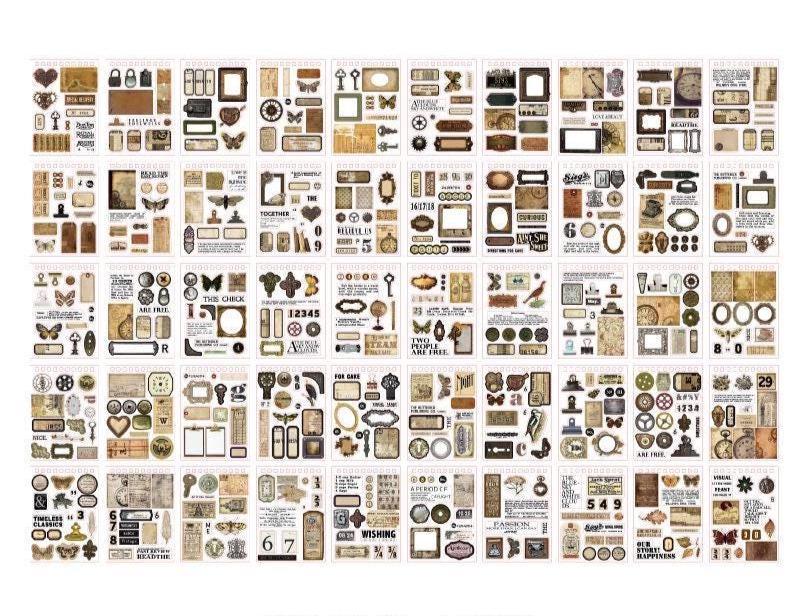 500 Pcs Vintage Ephemera Sticker Pack | Retro European Junk Journal ...