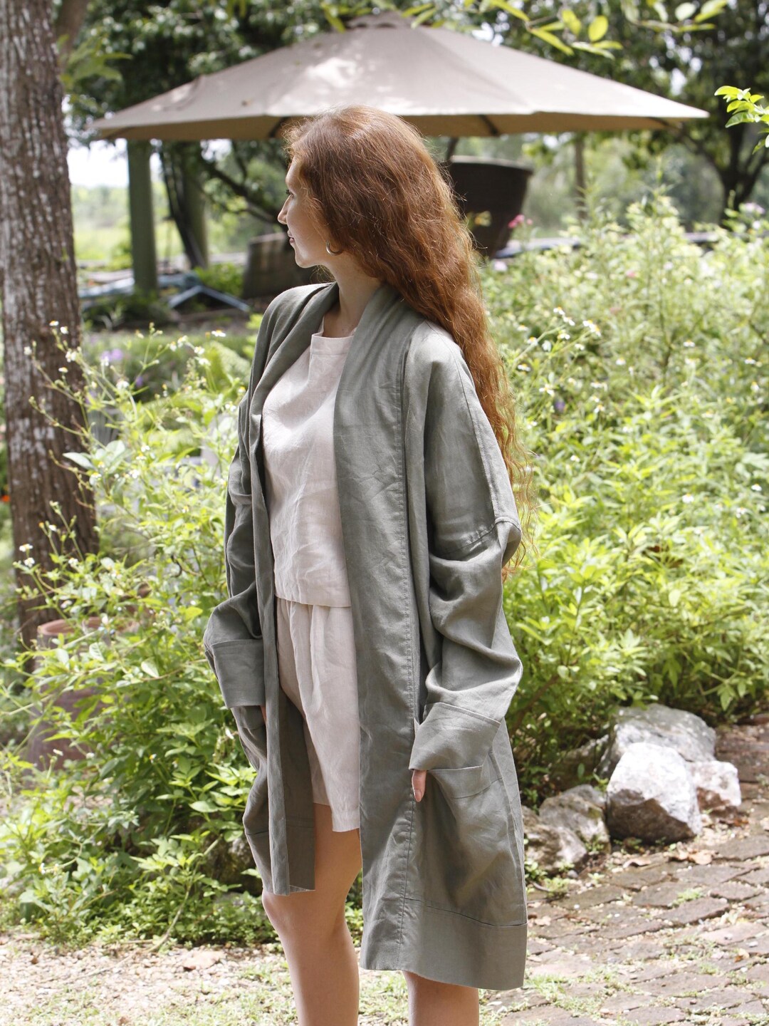 Linen Kimono Jacket Long Linen Jacket Heavy Linen Jacket Linen Coat ...