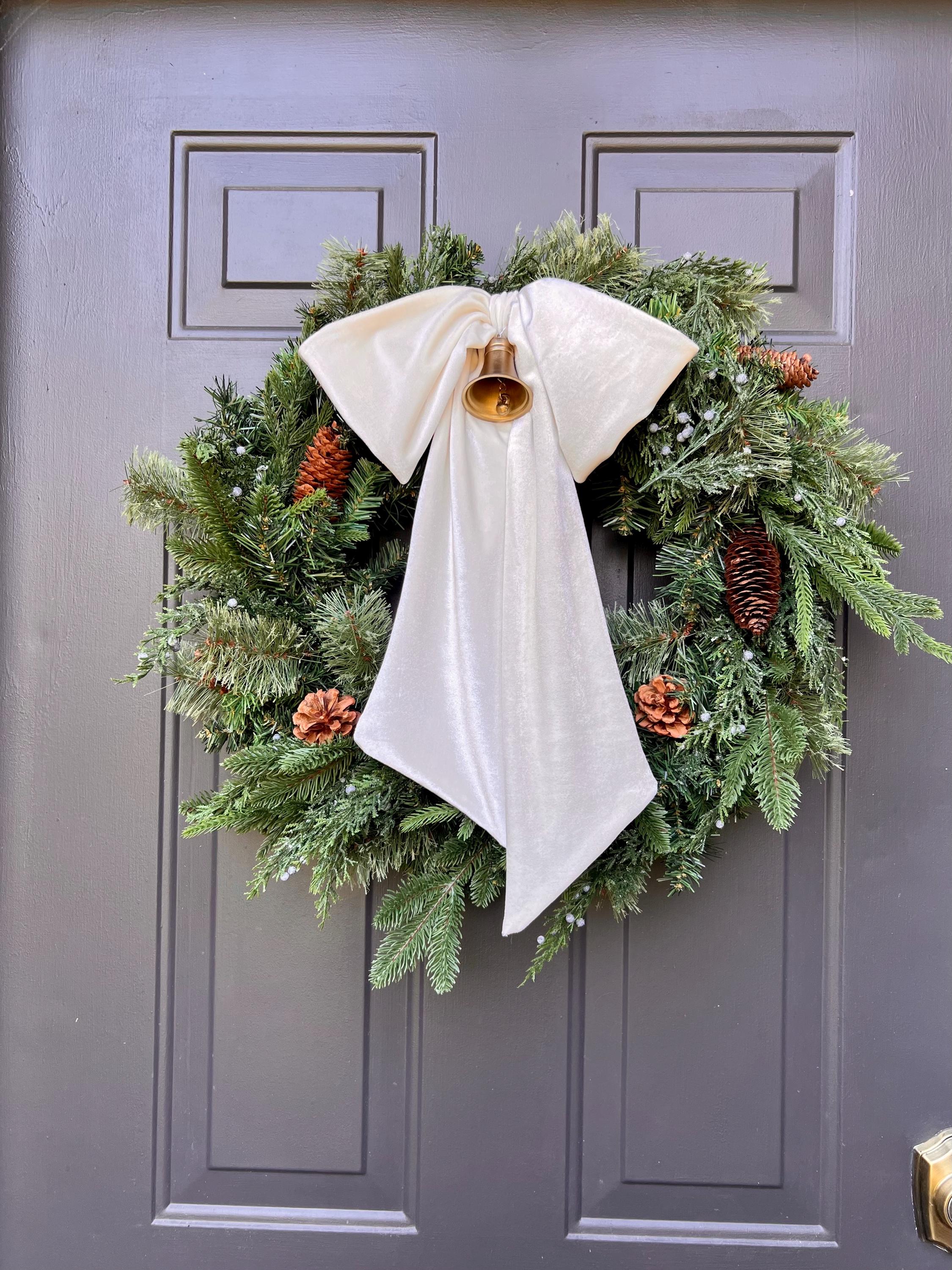 Winter White Velvet Bow Christmas Wreath Bow - Etsy