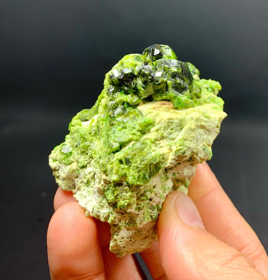 Natural Rare Green Color Demantoid Garnet Crystals Bunch Specimen From ...