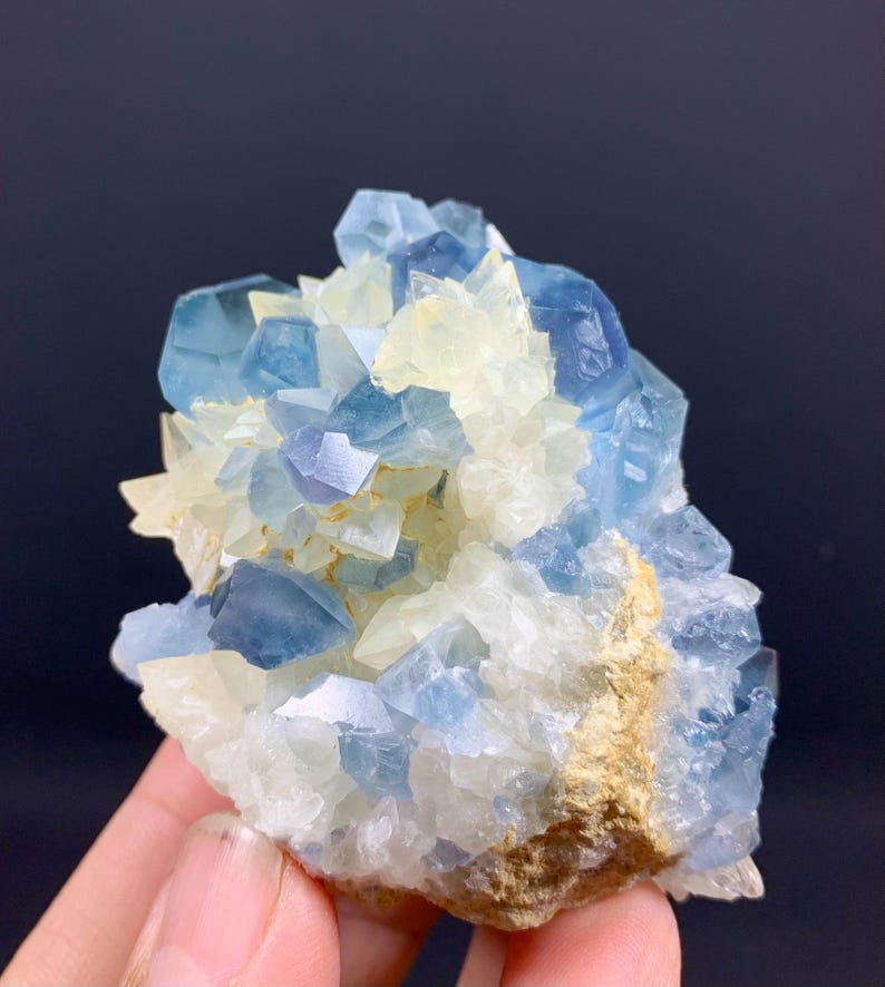 Natural Blue Colour Rare Celestine Crystal With Calcite Combined ...