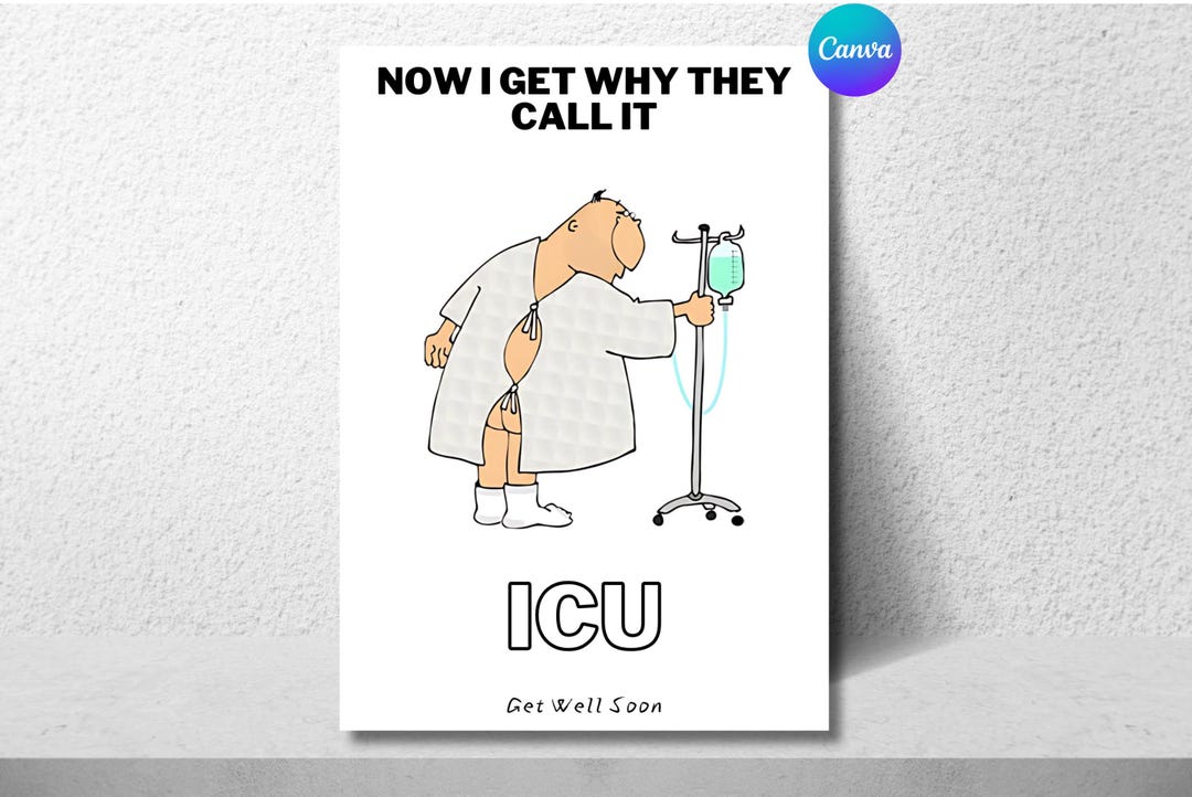 Funny Cheeky Hospital Gown ICU Get Well Soon Card, Digital Template ...