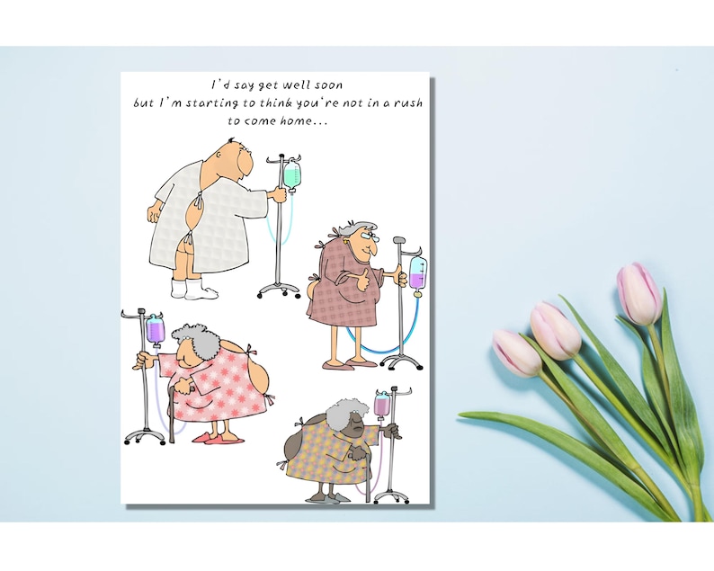 Get Well Soon Funny Cheeky Hospital Gown Card, Digital Template ...