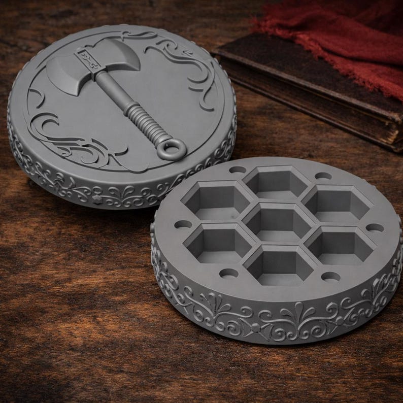 Magnetic Dice Holder Battle Axe Barbarian Design Tabletop Accessory Box ...