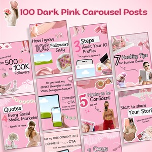 200 Pink Instagram Carousel Templates: Canva Editable (MRR & PLR) - Etsy