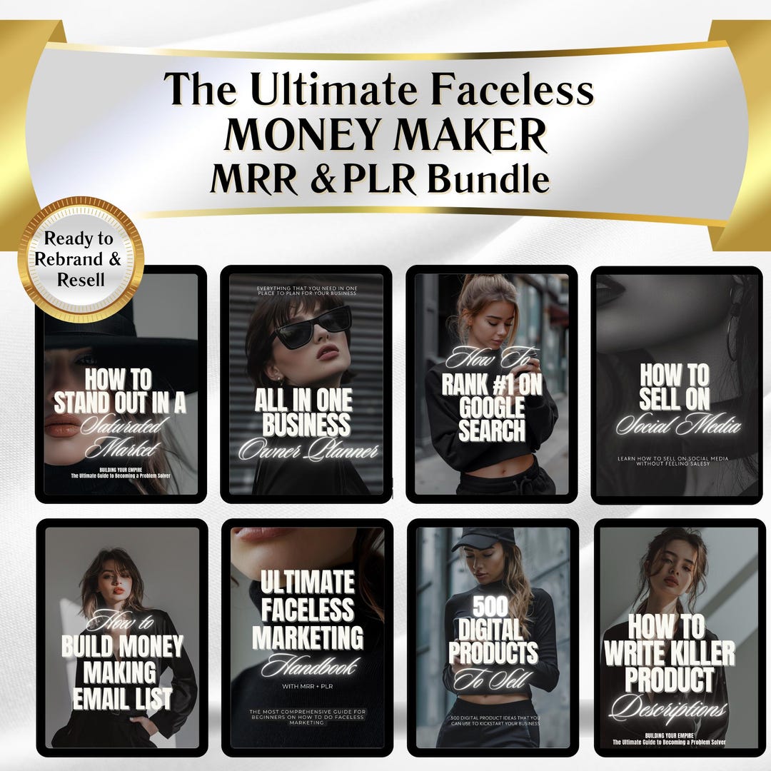 Ultimate Faceless Money Maker, MRR PLR Bundle, Faceless Digital ...