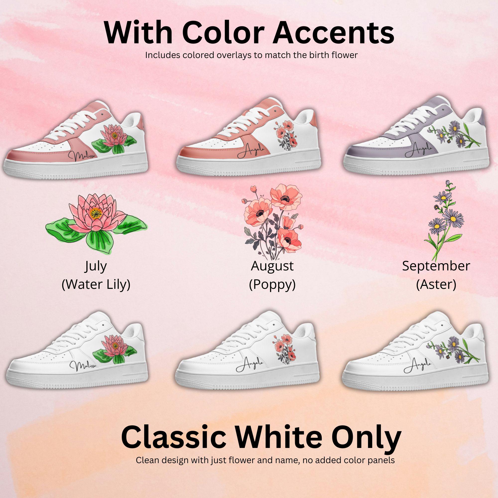 Personalized Birth Flower Sneakers, Custom Air Force 1, Birth Month ...